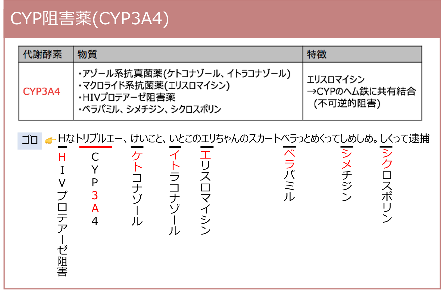 CYPを阻害する薬①(CYP3A4) | 薬剤師国家試験対策学習塾 | YAKU/BASE